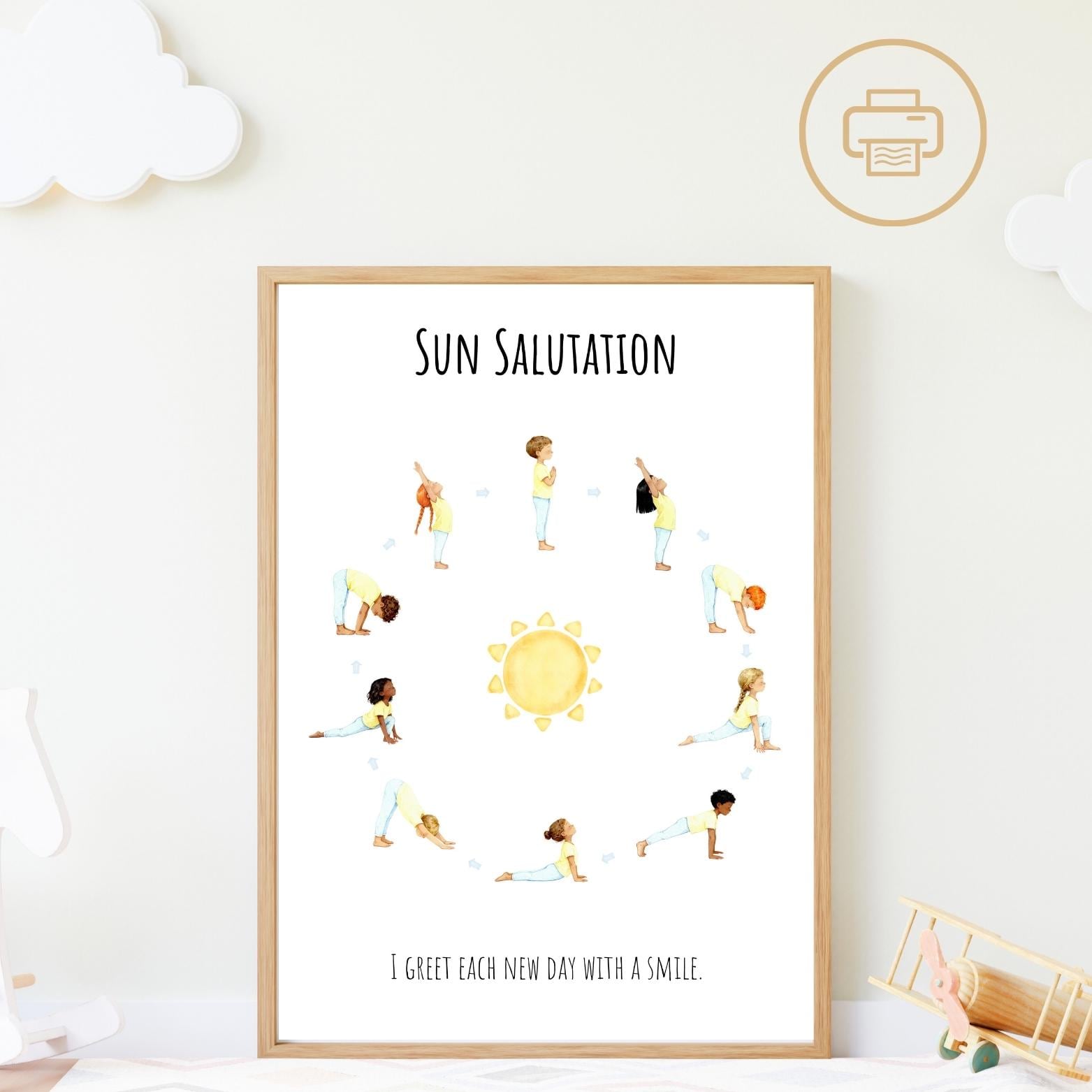 Sun Salutation Poster for Kids Yoga Children's Yoga Download - Etsy