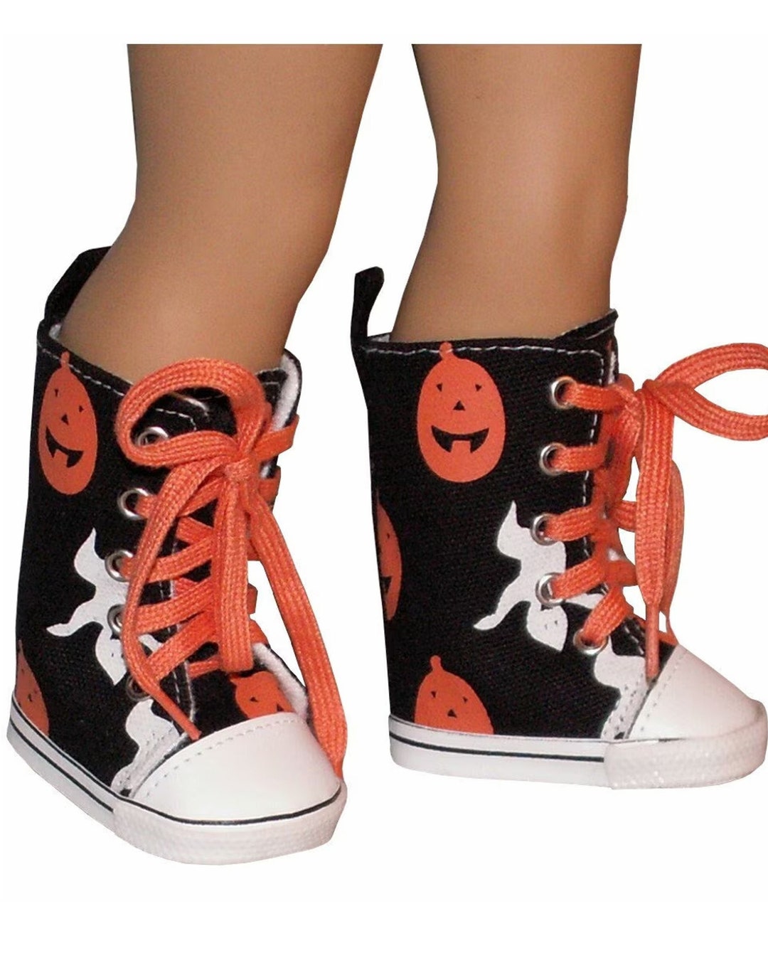 18 Doll Halloween Pumpkin Print Canvas High Tops Sneaker Boots - Etsy