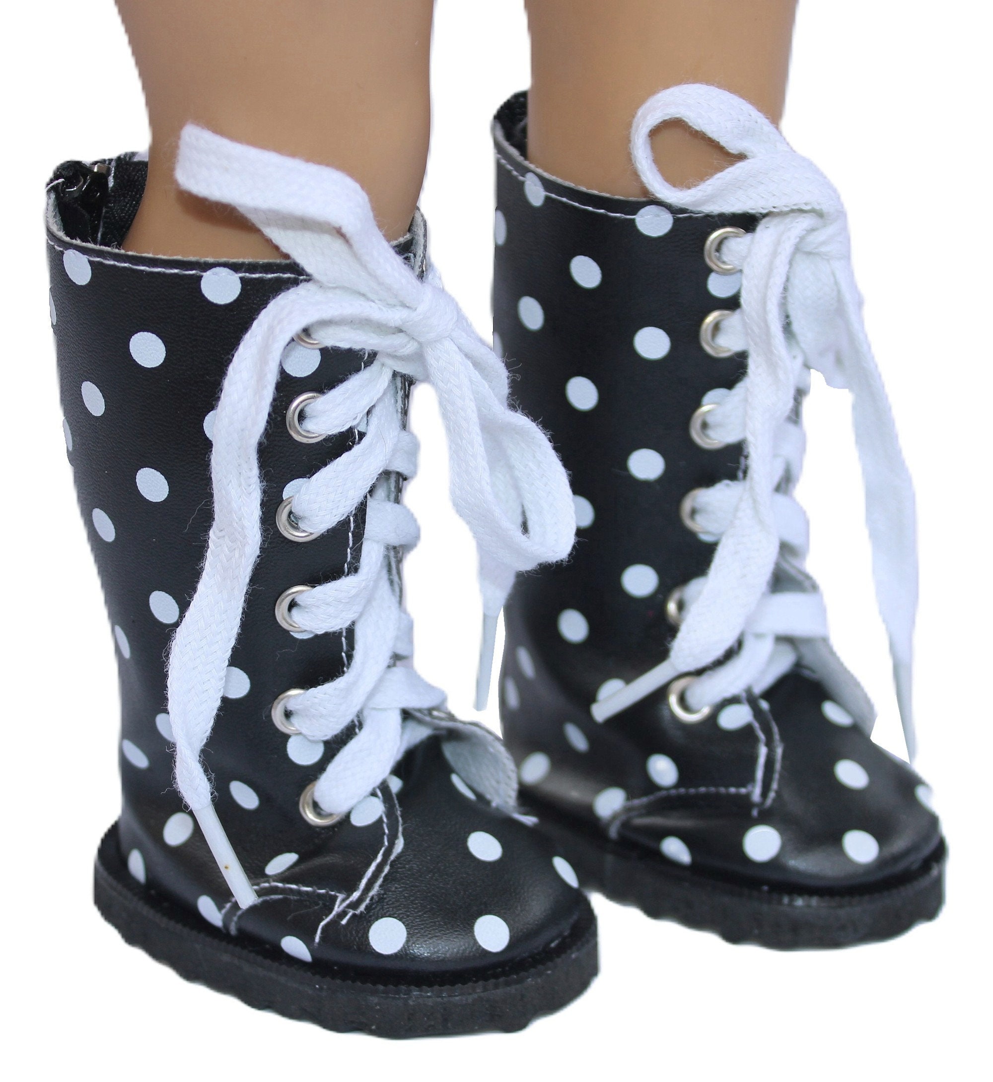 18 Doll Black Red or White Polka Dot Rain Boots - Etsy