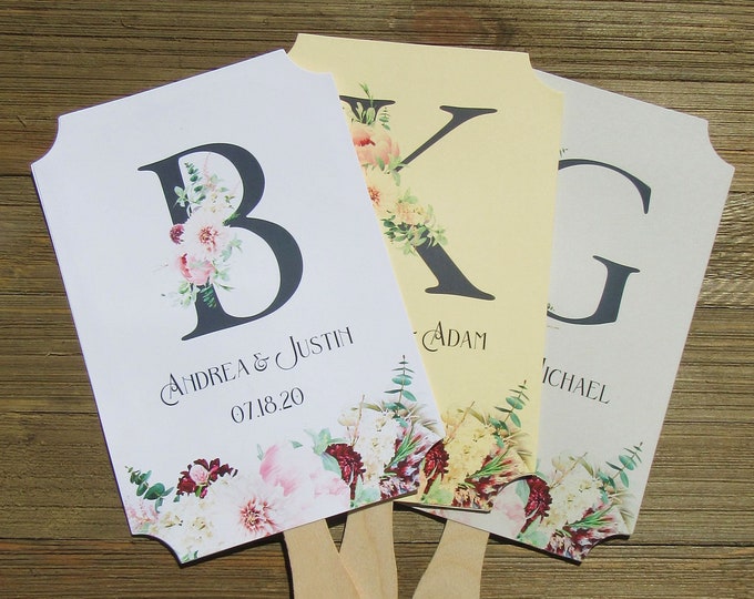 Monogrammed Wedding Fans Personalized With Your Large Initial ...