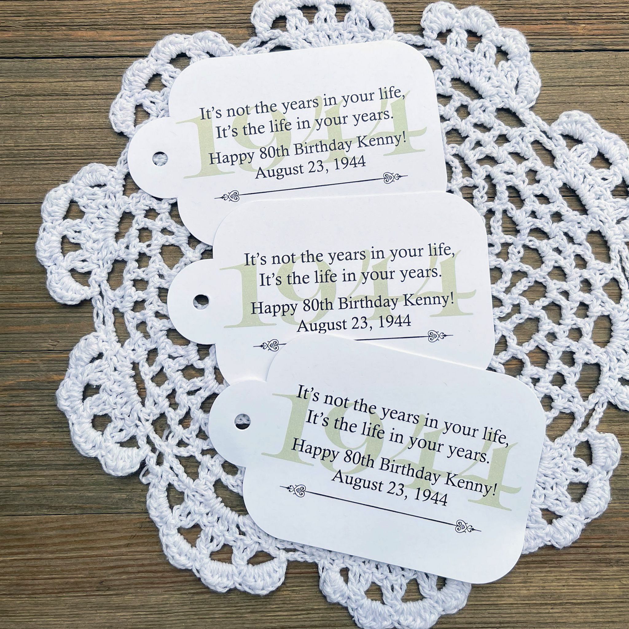 Personalized Birthday Favor Tags: Milestone Celebration, Birth Year - Etsy