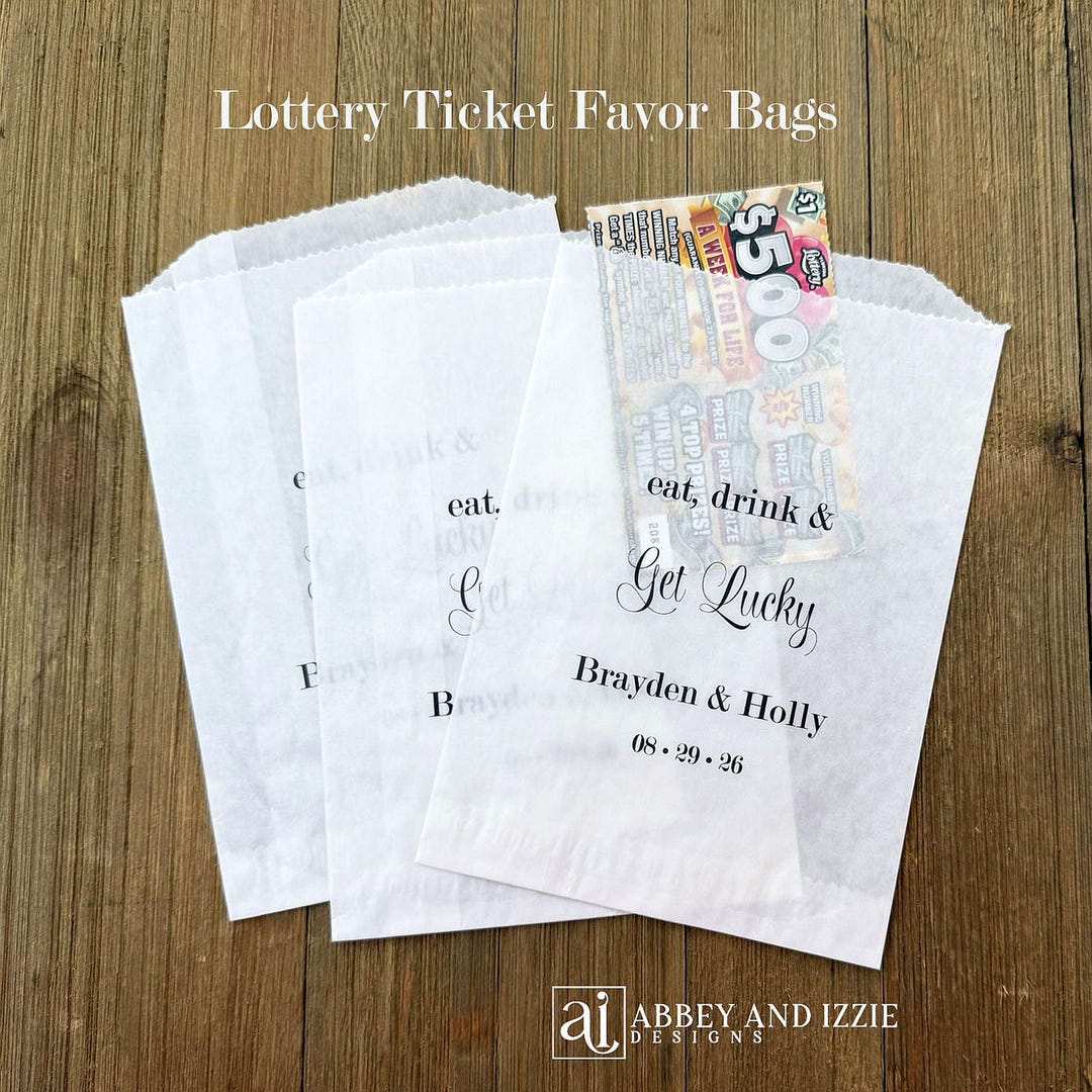 Personalized Wedding Lotto Favors: Scratch-off Tickets, Glassine Bags ...