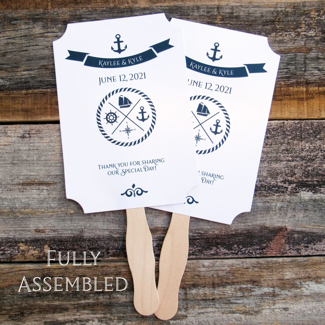 Nautical Wedding Fans, Personalized for the Bride and Groom. Wedding ...