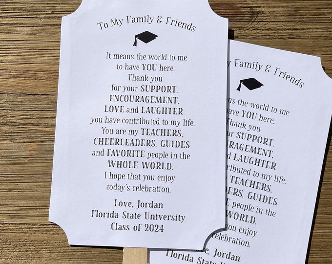 Keepsake Graduation Favor Fans Personalized for the Graduate, Perfect ...