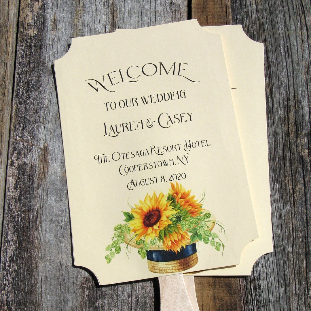 Personalized Sunflower Wedding Guest Fans, Keep Your Guests Cool and ...