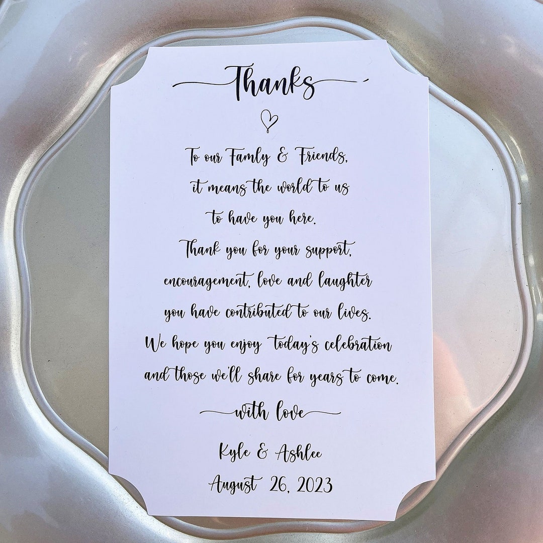 Personalized Wedding Reception Thank You Cards Printed, Thank You Cards ...