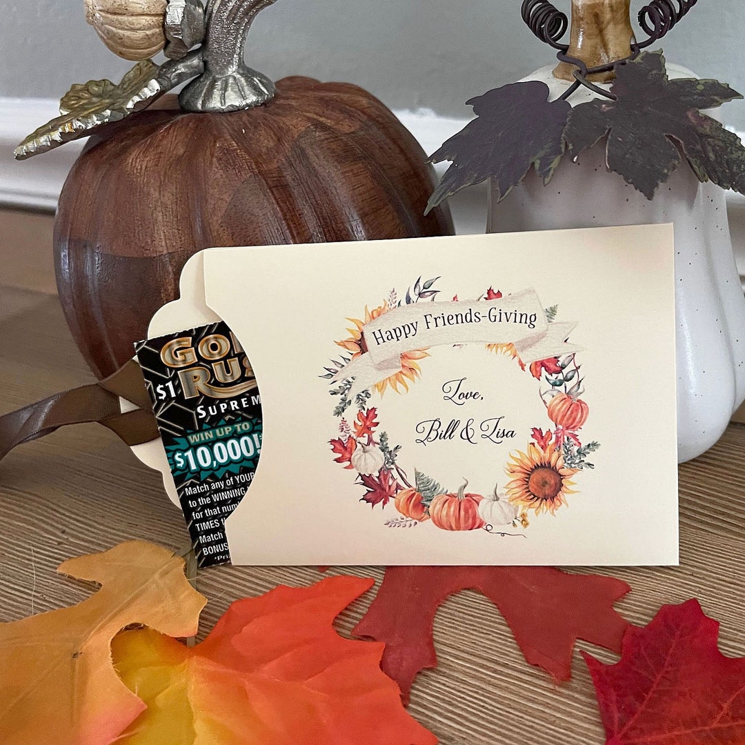 Friendsgiving Favors That Are Personalized, Slide a Scratch off Lotto ...
