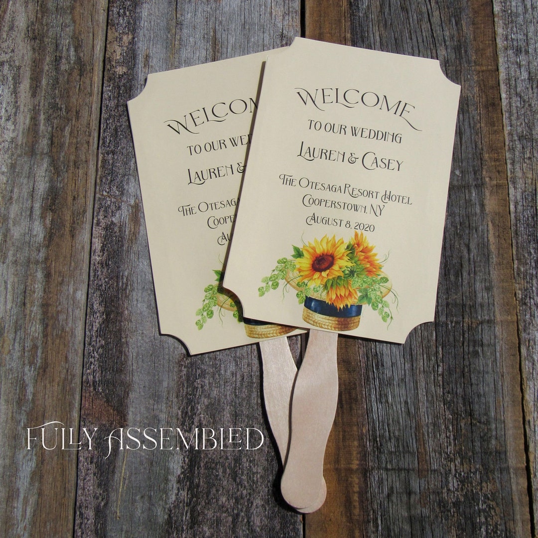 Sunflower Wedding Fans Ship Fully Assembled, Fans Are Two Sided With ...
