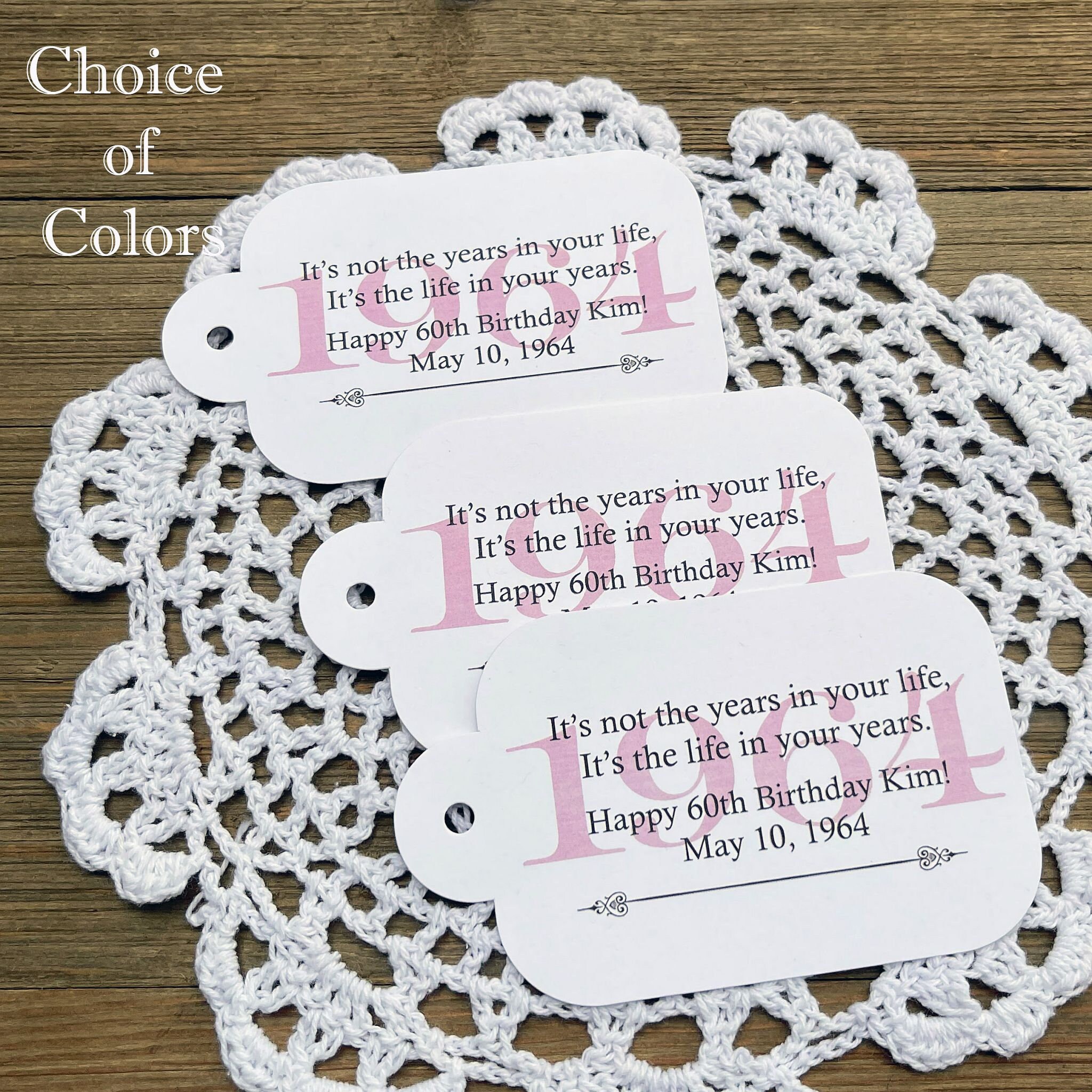 Personalized Birthday Favor Tags: Milestone Celebration, Birth Year - Etsy