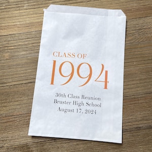 Personalized Class Reunion Favor Bags: School & Year - Etsy