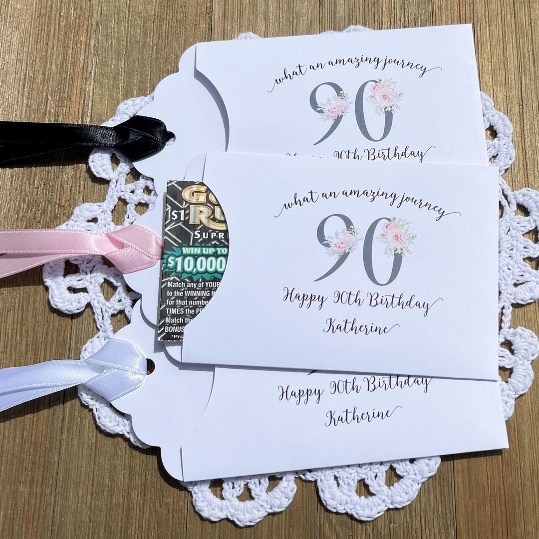 Personalized 90th Birthday Lottery Ticket Envelope Favors - Etsy
