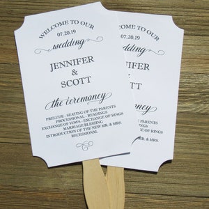 Wedding Program Fans Wedding Ceremony Fans Assembled Fans Wedding Favor ...
