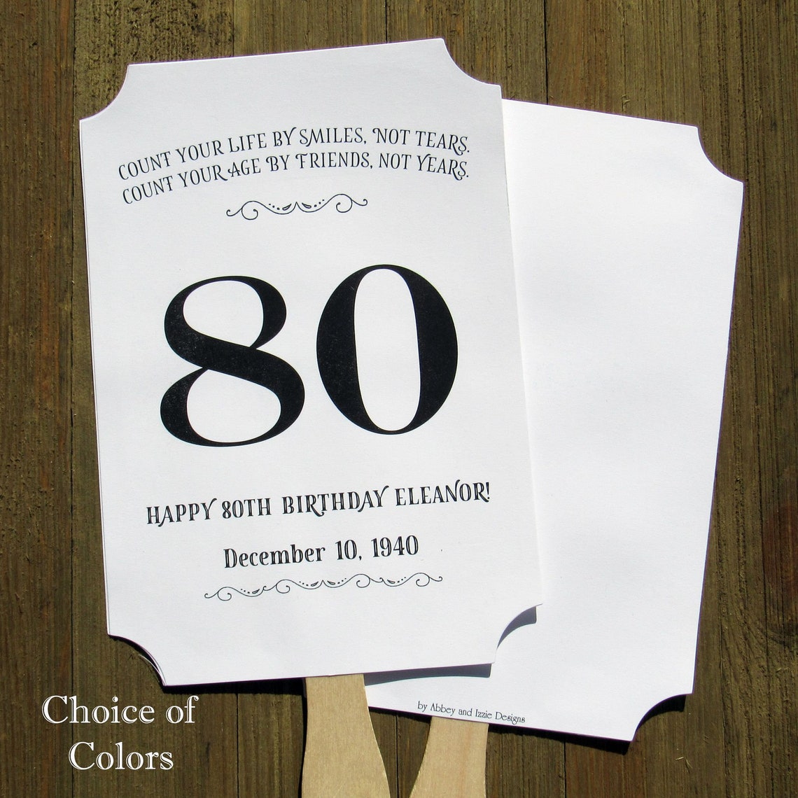Adult Birthday Favor 80th Birthday Personalized Fans Etsy