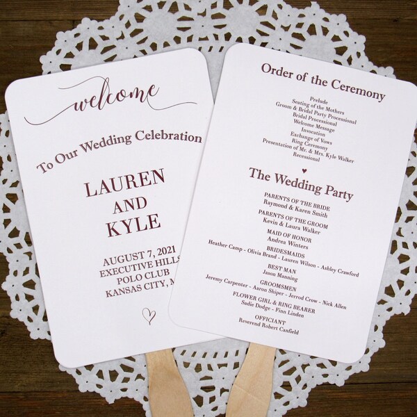 Wedding Program Fan - Etsy