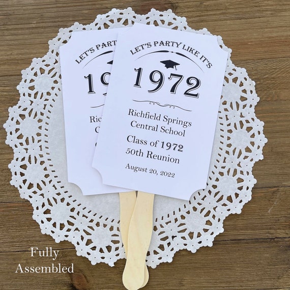 Class reunion favor fans personalized for any year reunion. Reunion ...