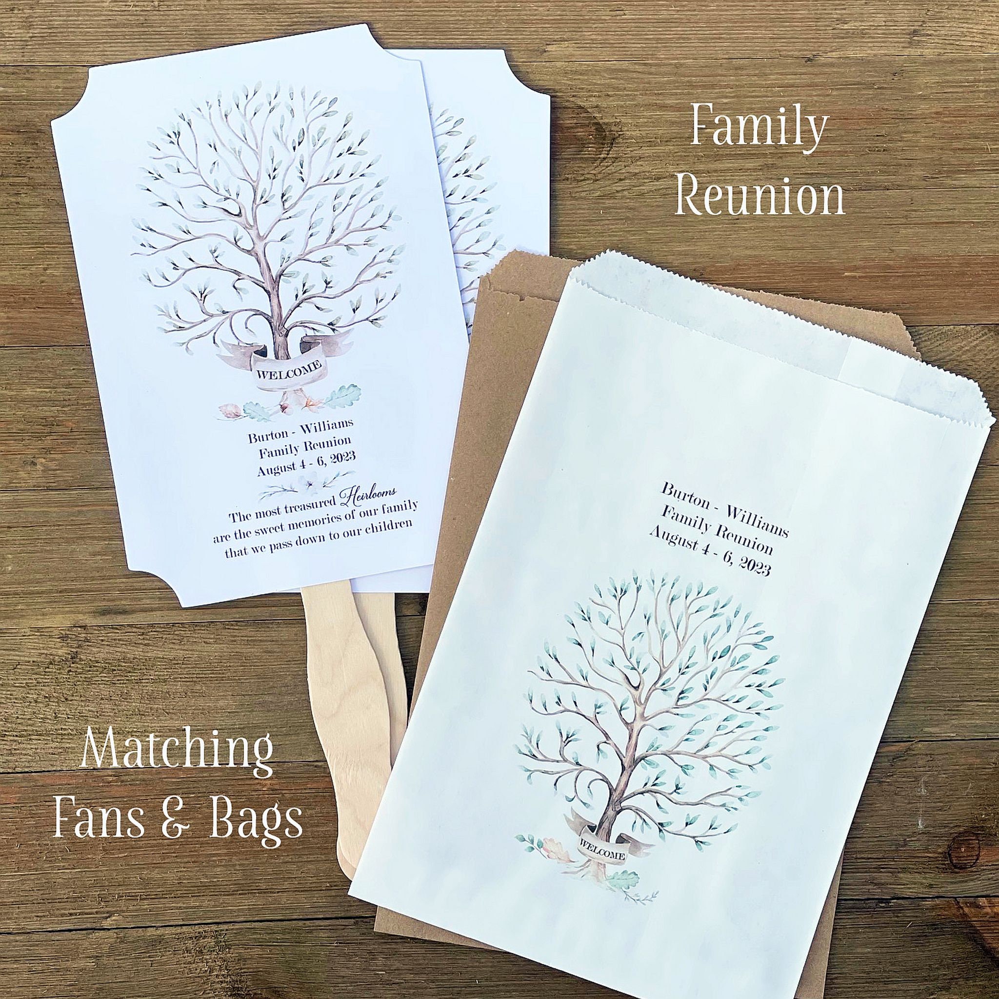 Personalized Family Reunion Favor Fans: Tree of Life Keepsake - Etsy