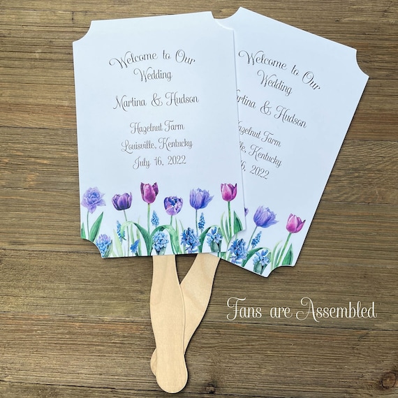 Printed Wedding Fans - Wedding Tulip Favors - Personalized Wedding Fans ...