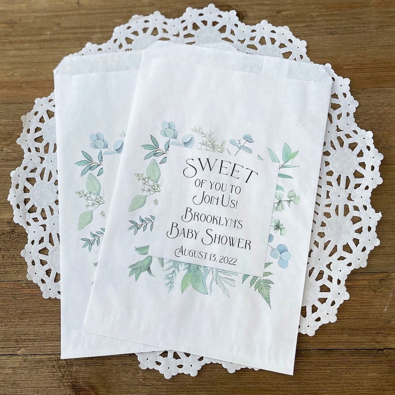 Greenery Baby Shower Favor Bags: Personalized Treat Bags - Etsy