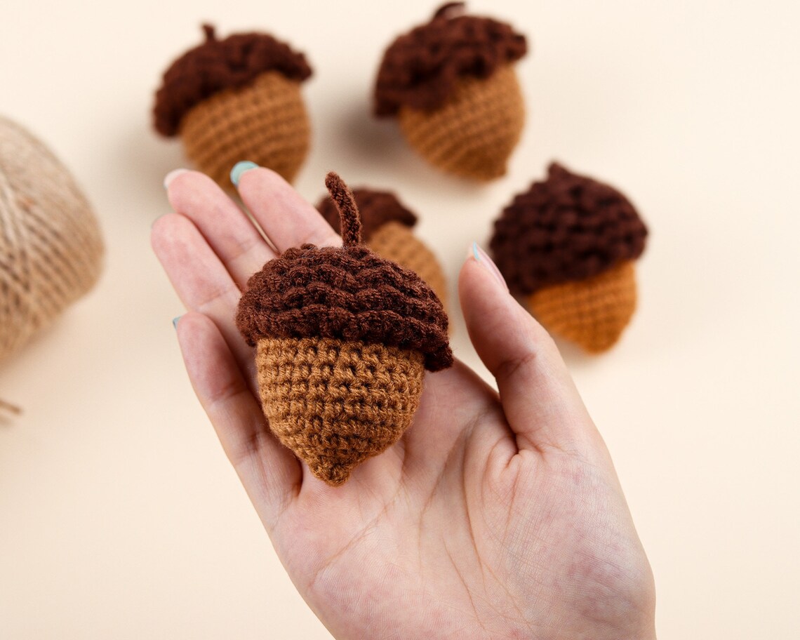 Handmade Crochet Acorns Crochet Acorn Decoration, Cute Crochet Acorn ...