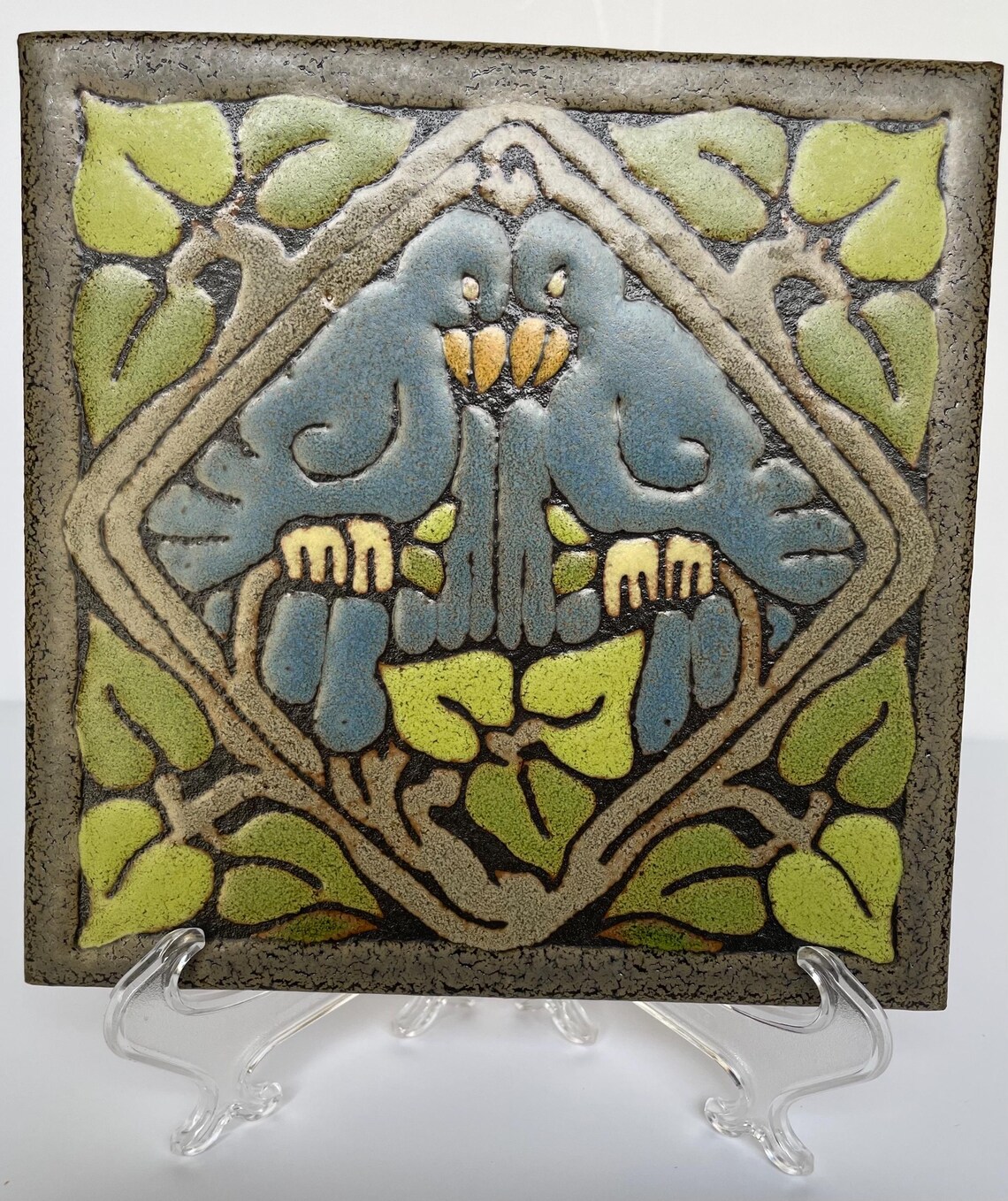Vintage California Art Tile Diamond Love Birds - Etsy