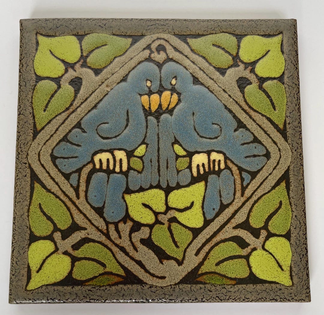 Vintage California Art Tile Diamond Love Birds - Etsy