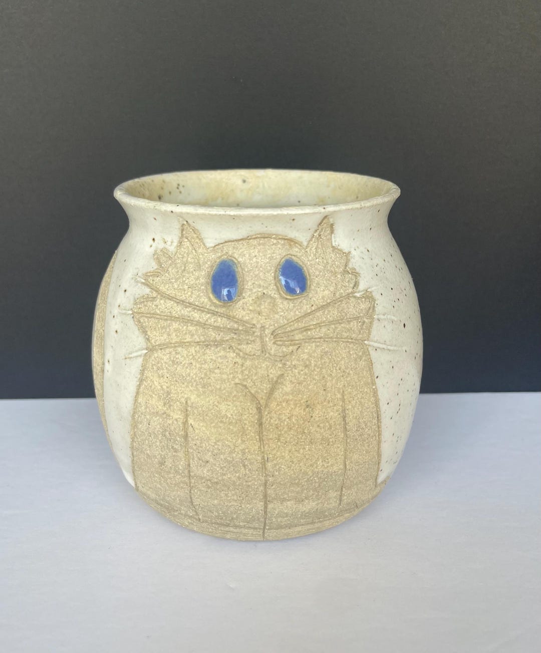 Vintage Studio Art Pottery Vase With Blue Eyed Cat Signed Beth Weber - Etsy