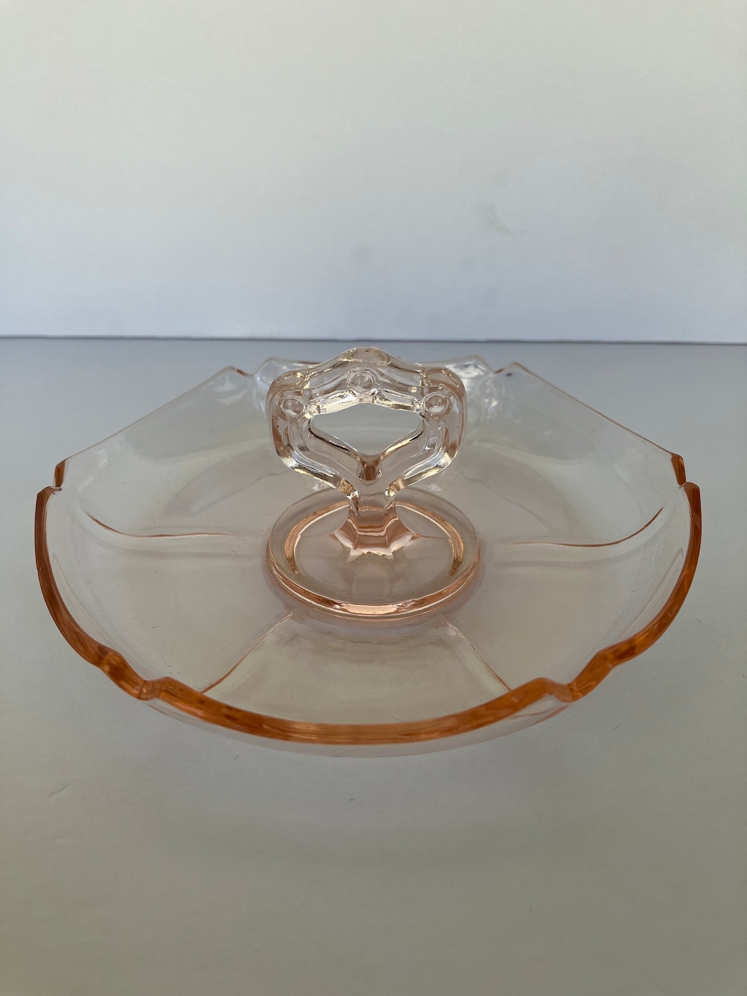 Elegant Pink Depression Glass Small Serving Dish With Handle . Can Also ...