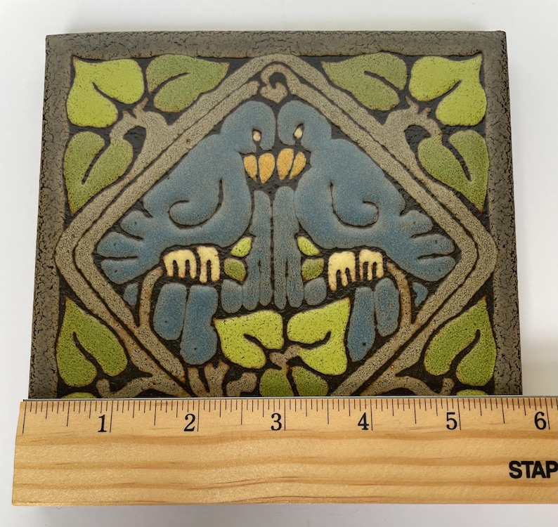 Vintage California Art Tile Diamond Love Birds - Etsy