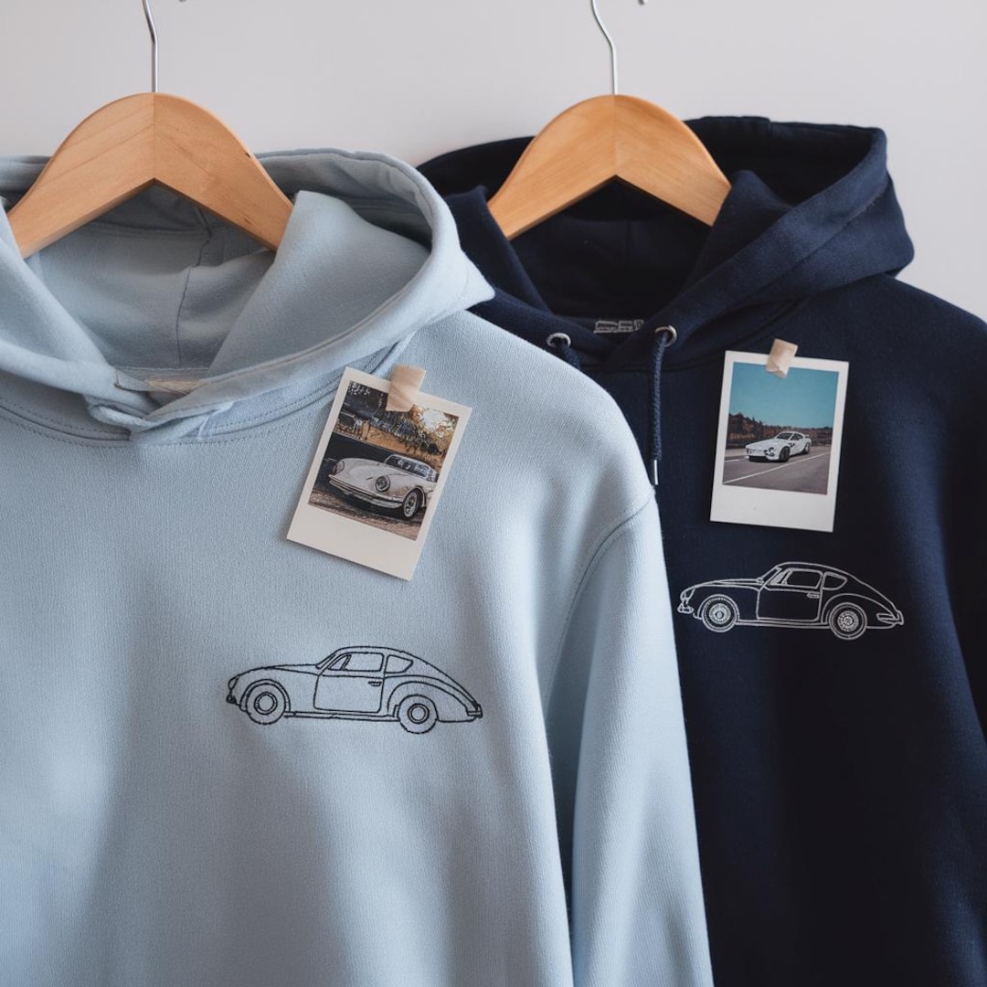 Custom Car Portrait Embroidered Hoodie, Custom Cars Portrait Matching ...