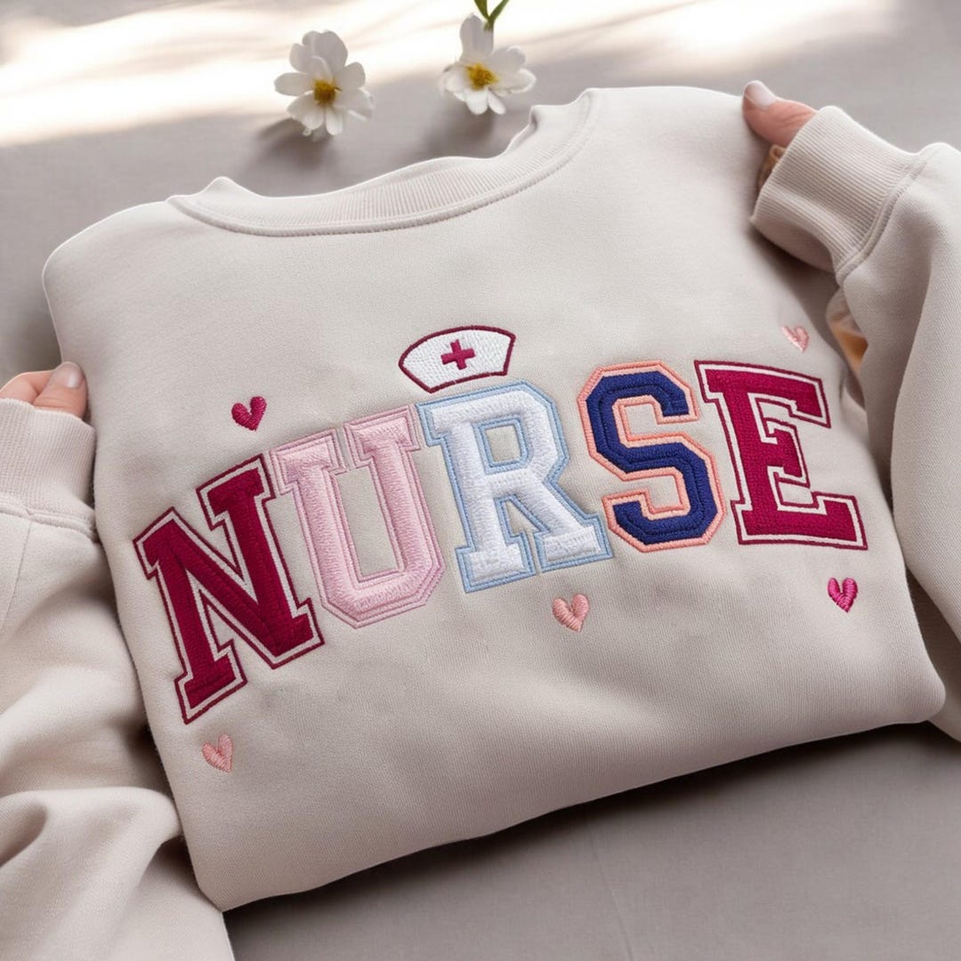 Embroidered Nurse Valentine Sweatshirt, Nurse Valentines Day Hoodie ...