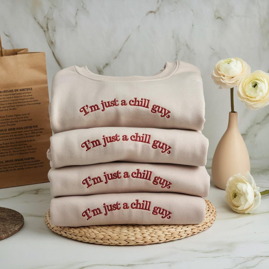 Embroidered Just a Low Key Chill Guy Meme Shirt, Tiktok Viral Shirt for ...