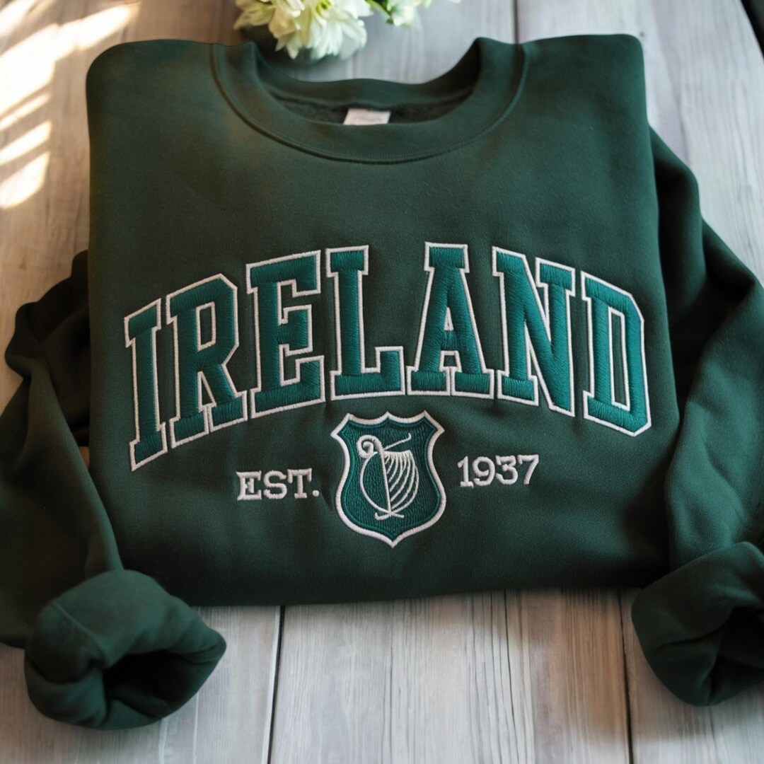 Embroidered Irish Sweater, Ireland St Patrick's Day Gift for Irish ...