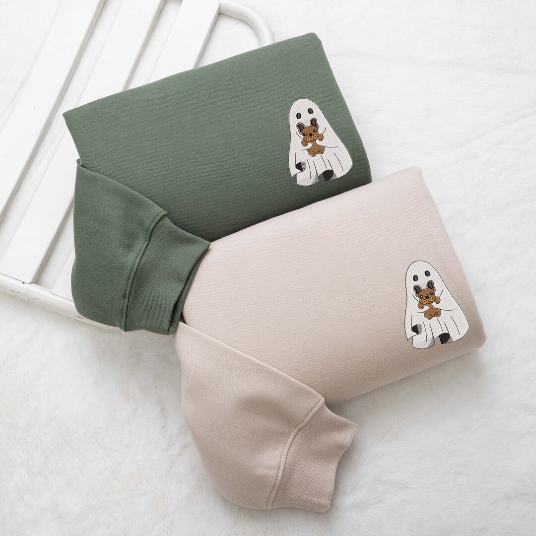 Embroidered Ghost and Frenchie Sweatshirt Halloween Frenchie Mom ...