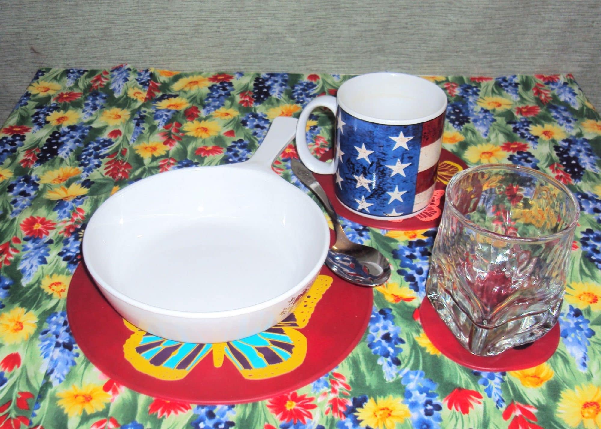 Red Set Silicone Buttefly Table Trivet, Table Coasters, Table Placemat ...