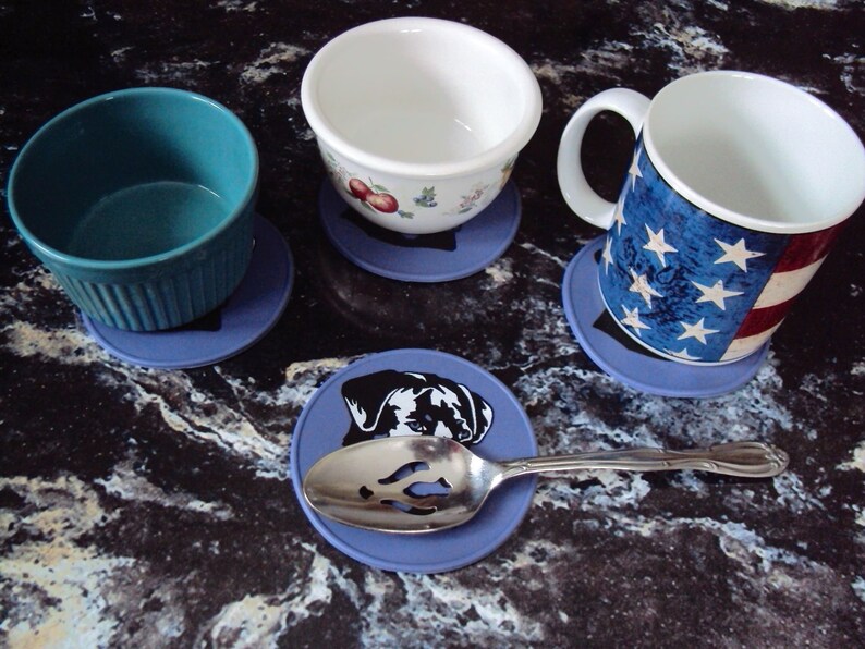 Lavender Silicone Black Labrador Table Coaster Drink Coaster - Etsy