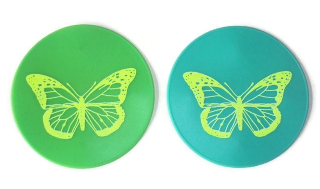 Green & Turquoise Silicone Non Slip Six Inch Butterfly Table Trivet ...