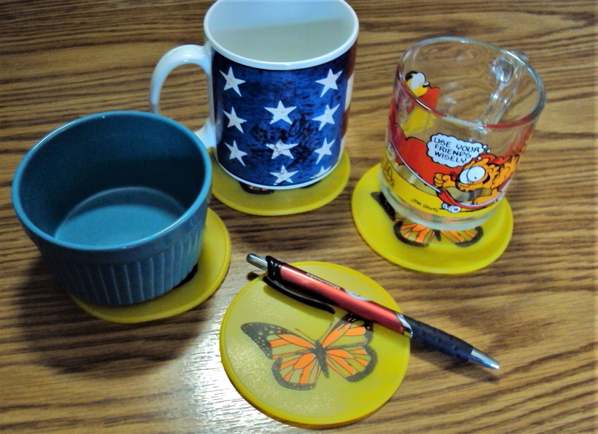 Yellow Silicone Monarch Butterfly Table Coaster Drink Coaster Candle ...