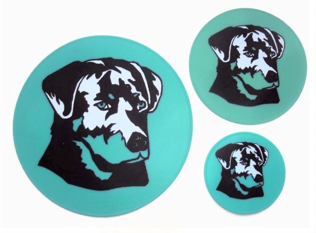 Turquoise Silicone Nonslip Black Labrador Table Trivets, Table Coasters ...