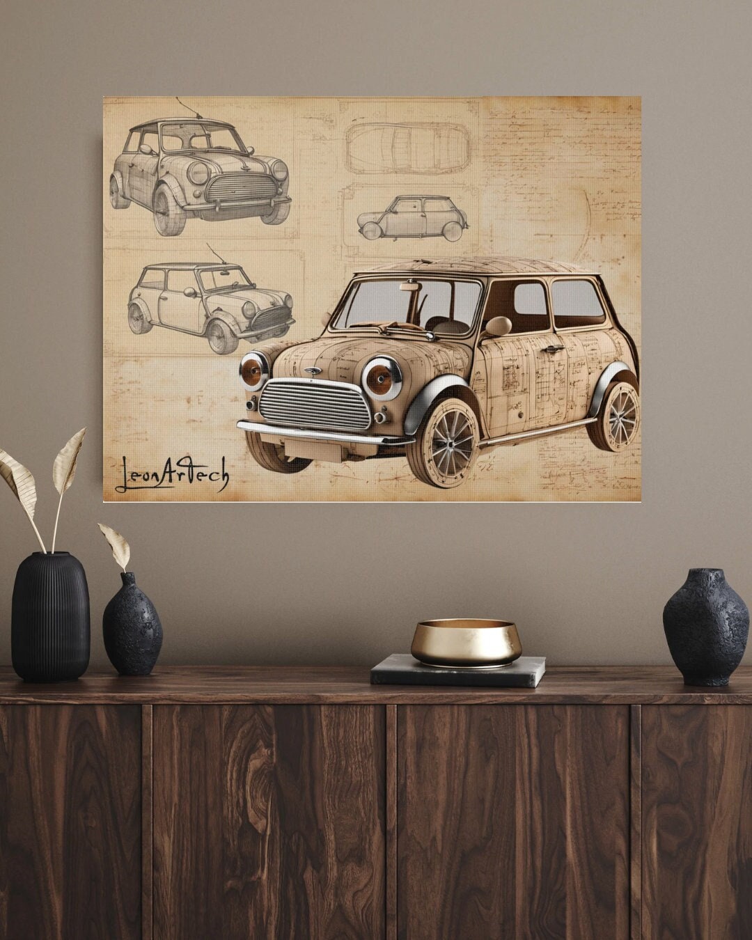 Leonardo Da Vinci Inspired Mini Cooper' Car S Project Canvas, Premium ...