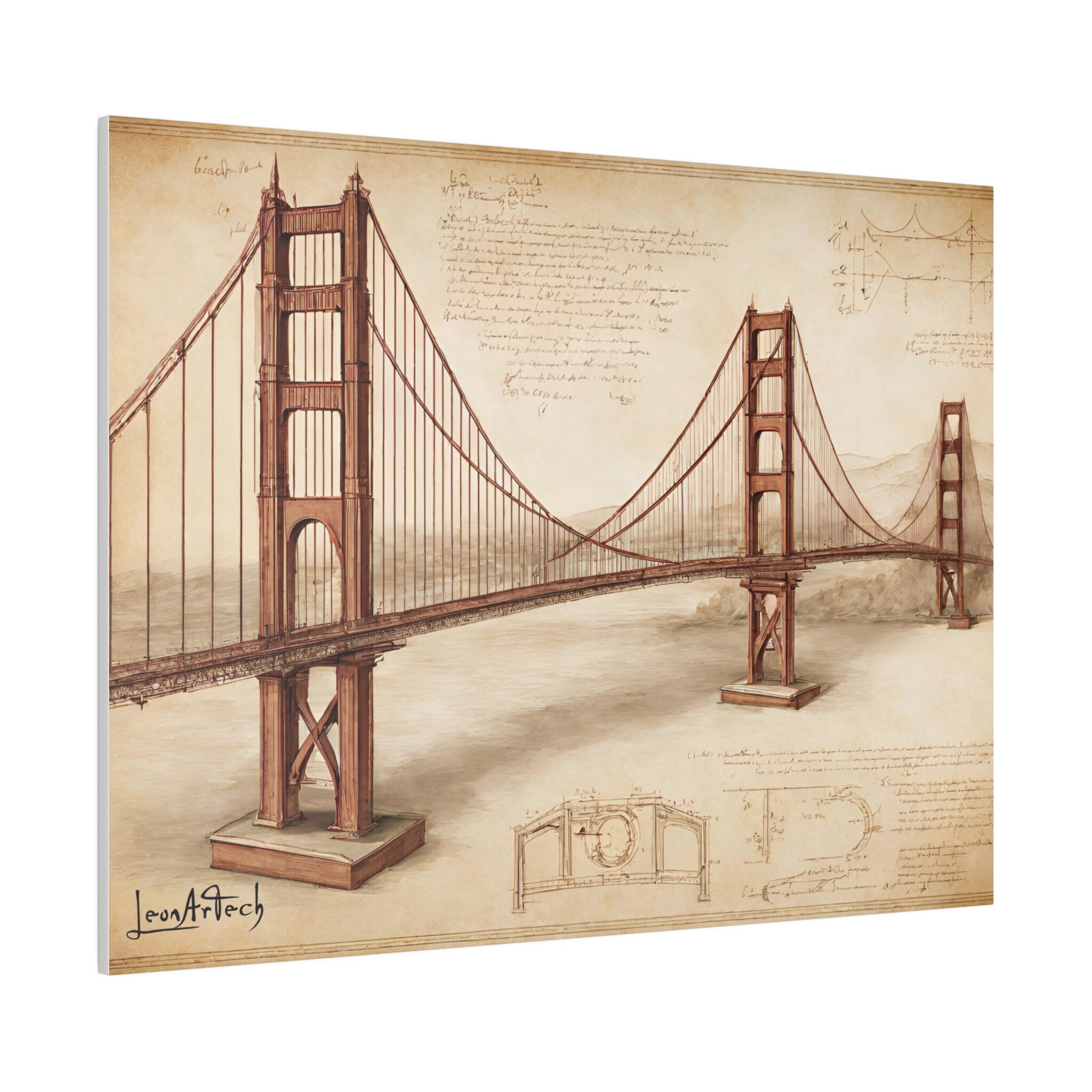 San Francisco Golden Gate Bridge Designed by Leonardo Da Vinci Premium ...