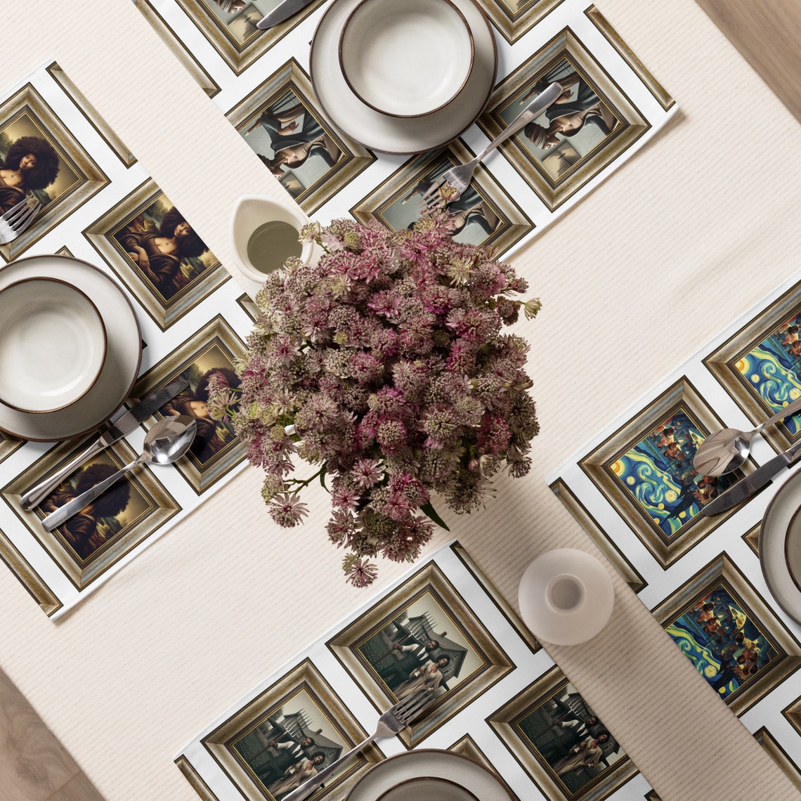 African American Art Placemats Collection Inspired by Mona Lisa, Starry ...