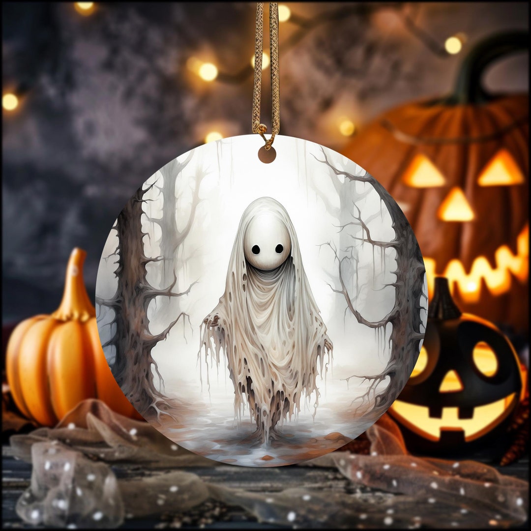 Spooky Ghostly Forest Ornament Designs, Halloween Tree Decoration ...