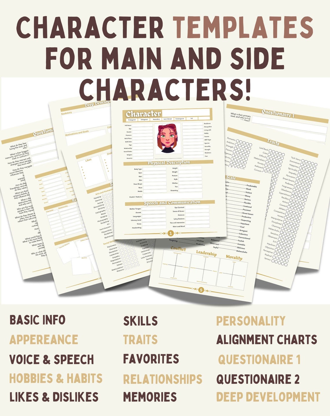 Character Workbook Digital, Printable Character Planner, Character ...