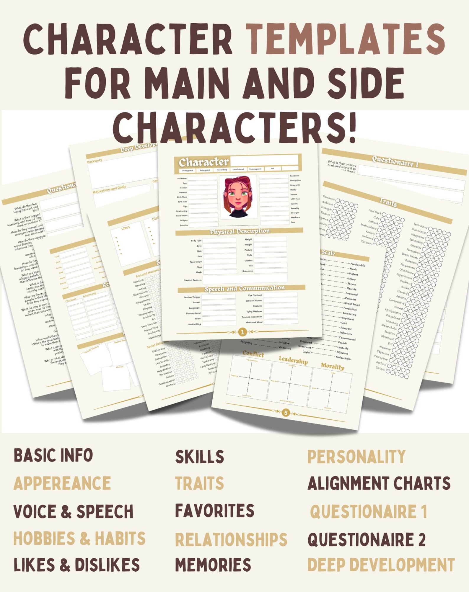 Character Workbook | Digital, Printable Character Planner, Character ...