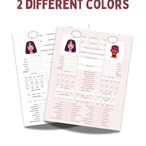 Character Relationship Sheet, Digital or Printable Character ...