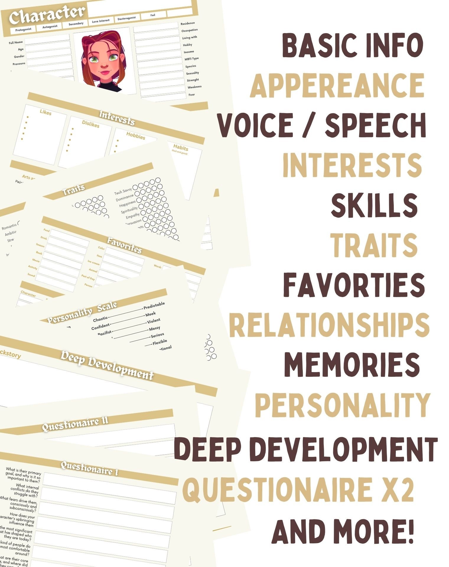 Character Profile|| Digital or Printable Character Planner, Character ...