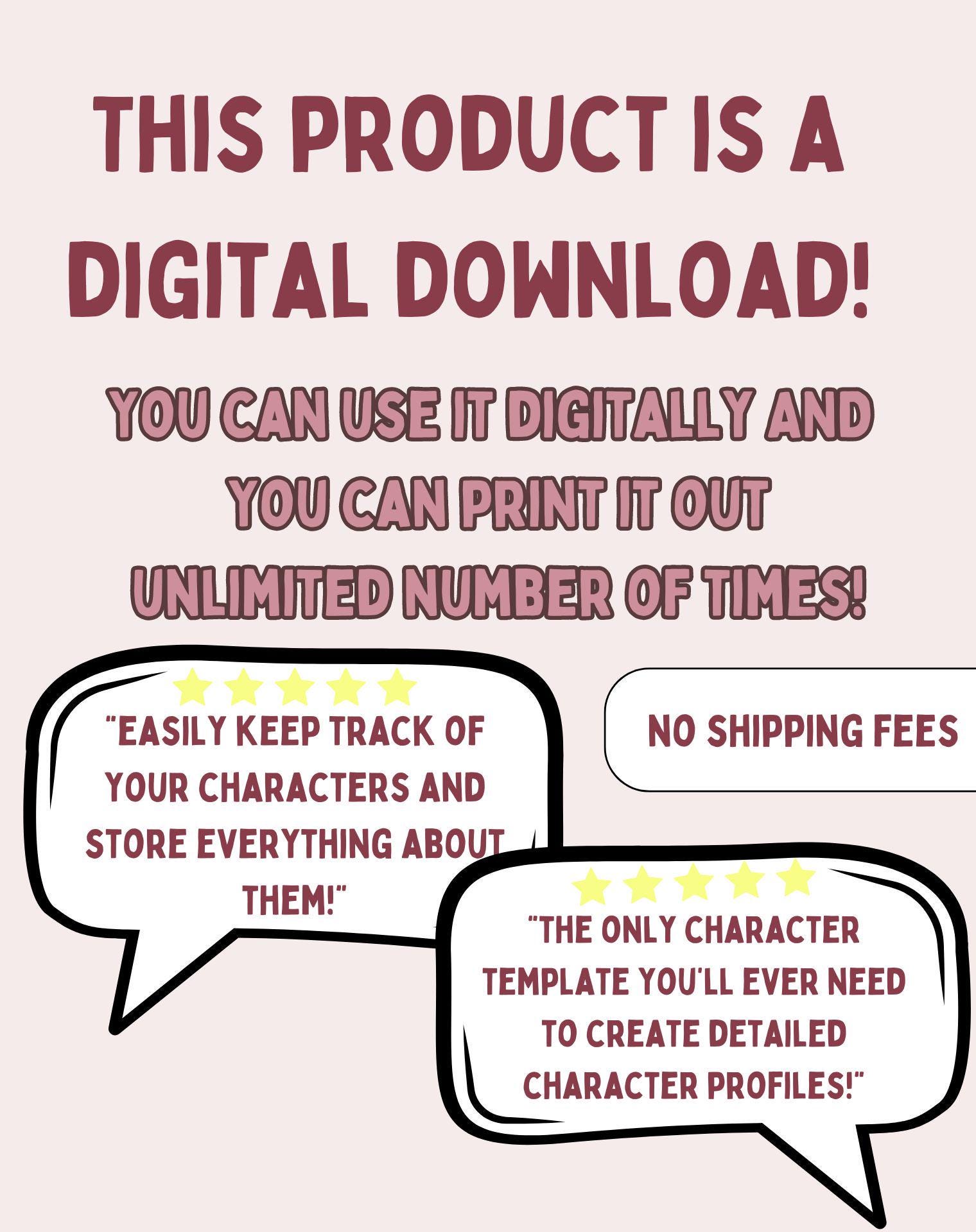 Character Relationship Sheet, Digital or Printable Character ...