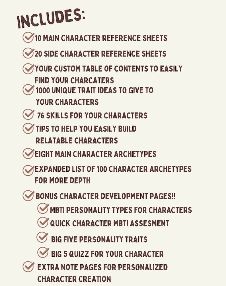 Character Workbook | Digital, Printable Character Planner, Character ...