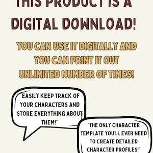 Character Profile|| Digital or Printable Character Planner, Character ...
