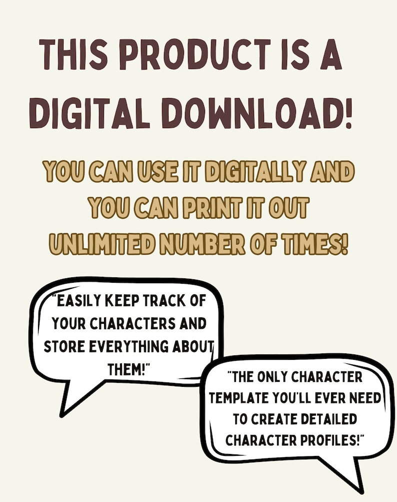 Character Profile|| Digital or Printable Character Planner, Character ...